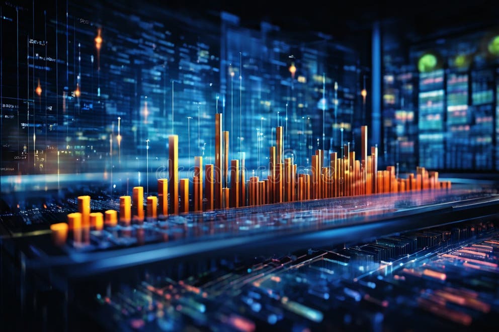 Digital Data Dashboard with Bar Graph Stock Illustration - Illustration ...