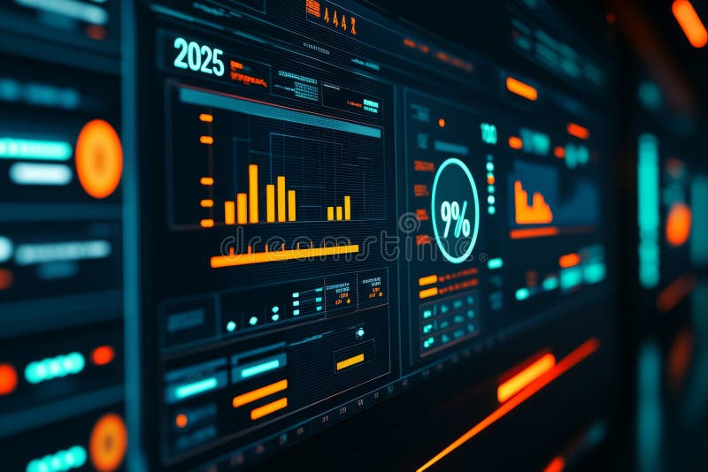 Futuristic Digital Dashboard with Data Visualizations and Statistics ...