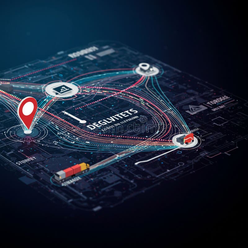 Futuristic Digital Dashboard Depicting a Logistics Network Map ...