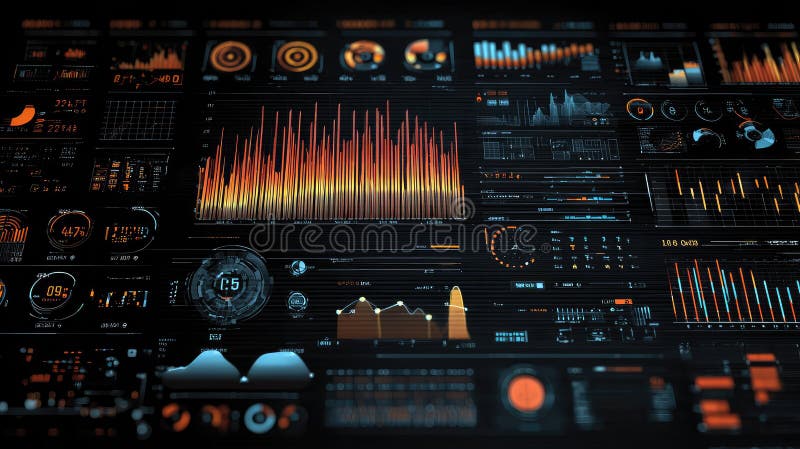 Futuristic Digital Dashboard Displaying Big Data Analytics and Charts Stock Photo - Image of ...