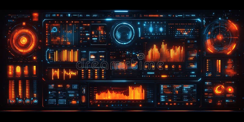 Futuristic Digital Dashboard Displaying Data Analytics and ...