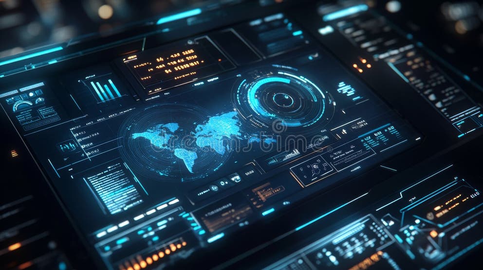 Futuristic Digital Dashboard Displaying Global Data and Analytics Stock Image - Image of ...