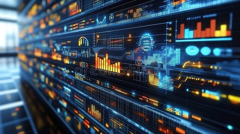 Futuristic Digital Dashboard Displaying Graphs, Charts, and Data Visualizations Stock ...