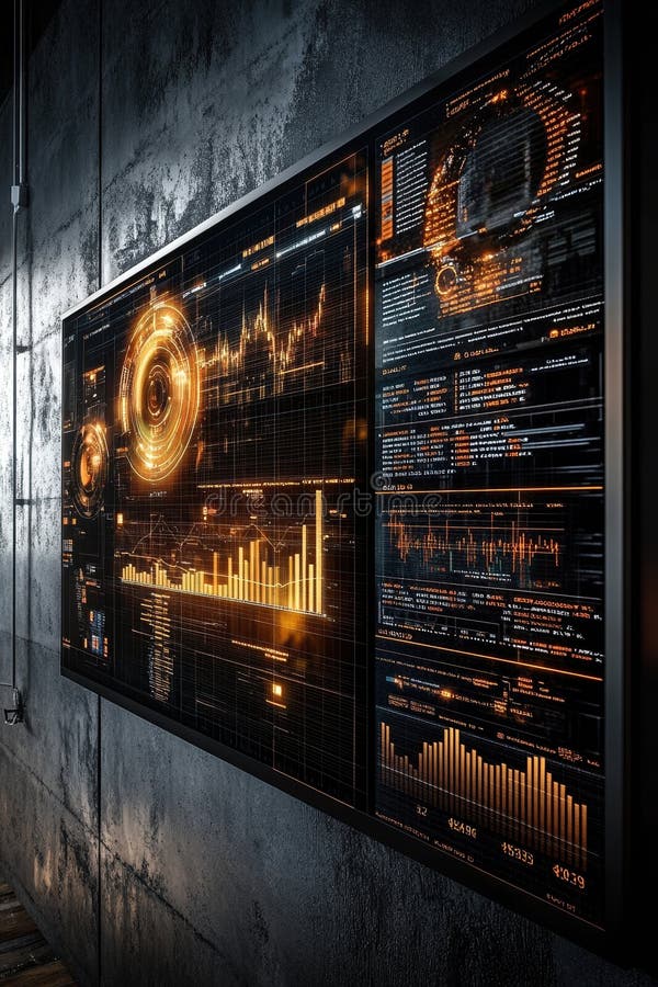 Futuristic Digital Dashboard Displaying High-tech Financial Data and ...