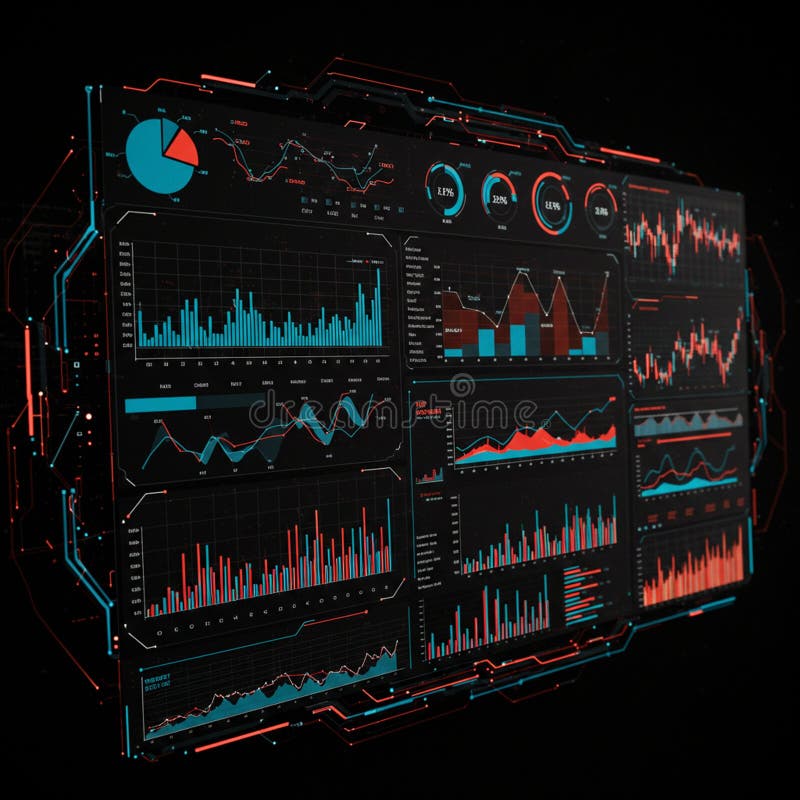 Futuristic Digital Dashboard Displaying Various Data Visualizations. it ...