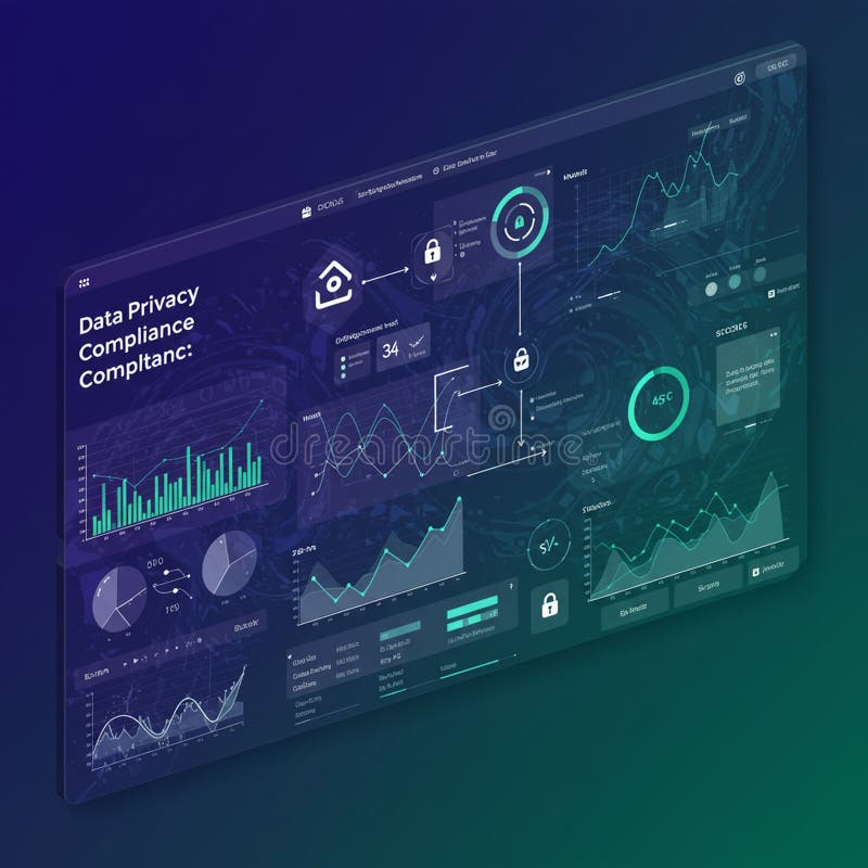 Futuristic Digital Dashboard Displaying Various Graphs and Charts ...