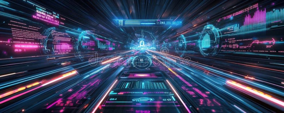 Futuristic Digital Dashboard Displaying Virtual Interfaces with Velocity and Data Analytics ...