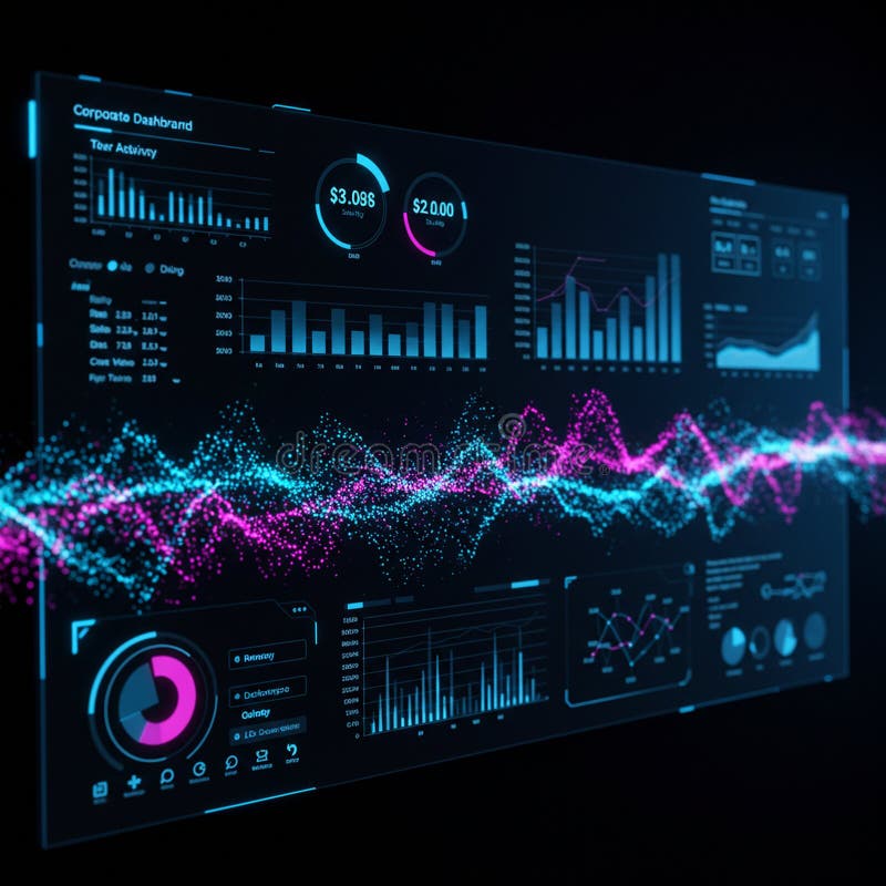 Futuristic Digital Dashboard Featuring Data Visualization Elements. the ...