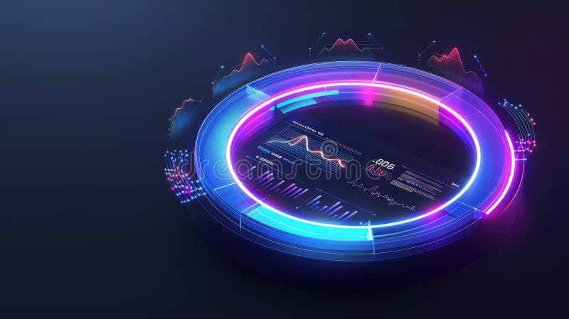 Circular Progress Indicator Showing 51 Percent, Futuristic Data Visualization Image Stock Image ...