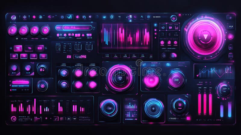 Futuristic Digital Dashboard with Interactive Elements and Data Visualization Stock Image ...