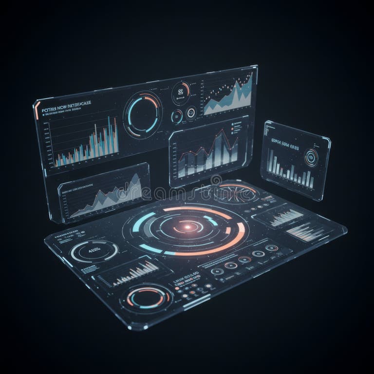 Futuristic Digital Dashboard Interface with Data Charts Stock ...