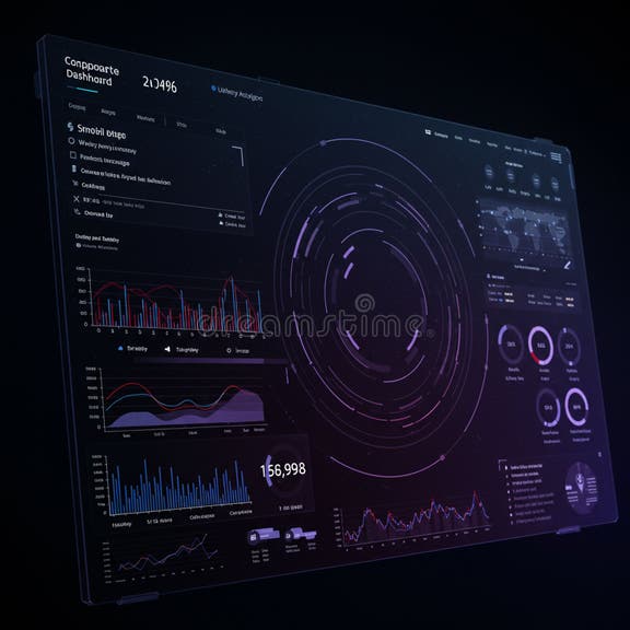 Futuristic Digital Dashboard Interface Displaying Analytics and Data ...