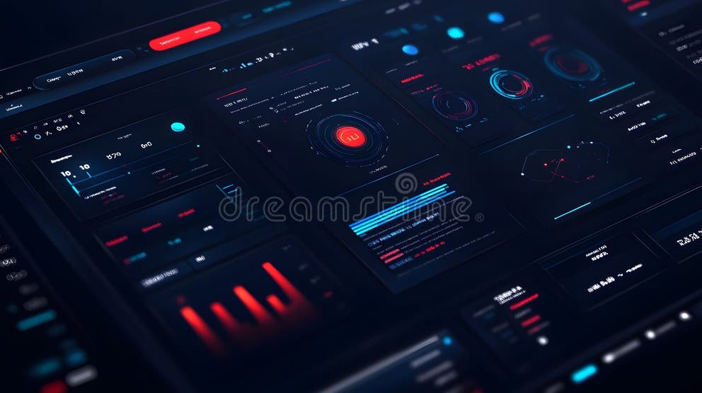 Futuristic Digital Dashboard Interface with Dynamic Data Visualizations Stock Illustration ...