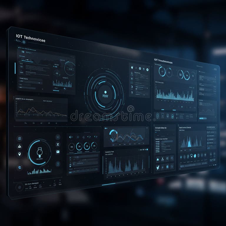Futuristic Digital Dashboard Interface Featuring Multiple Data ...