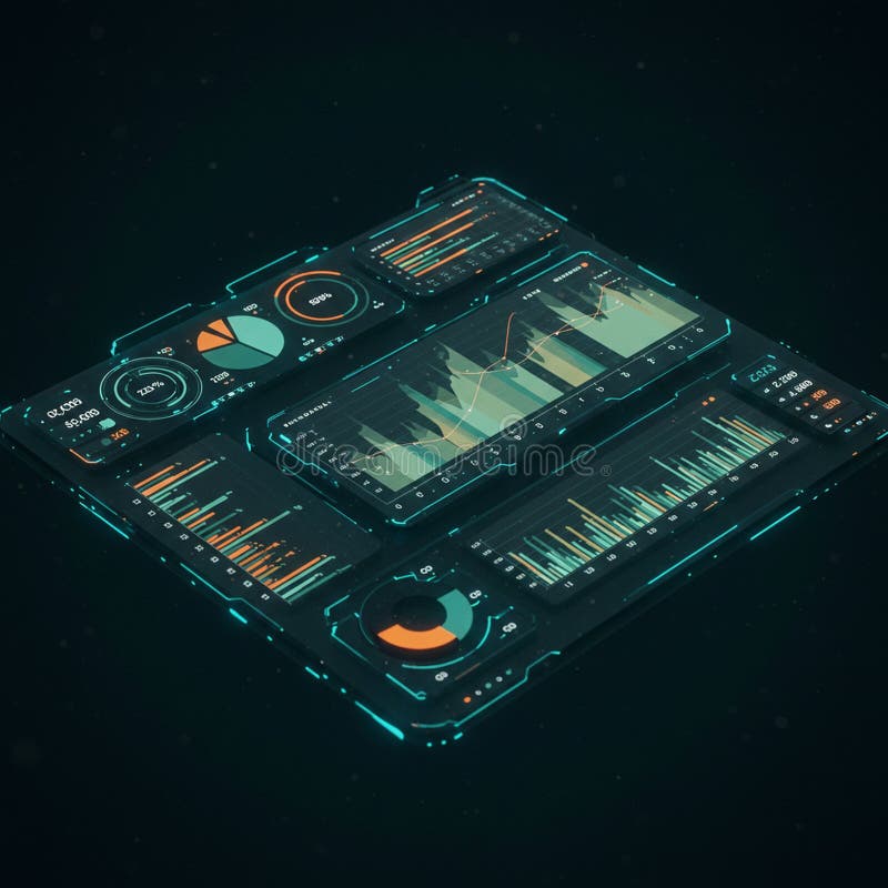 Dashboard with Multiple Data Visualizations in a Minimalist Design. Features Bar Stock ...