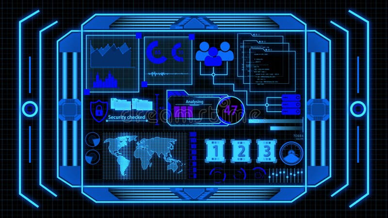 Futuristic Digital Data Analysis Screen with Blue Colored Details and ...