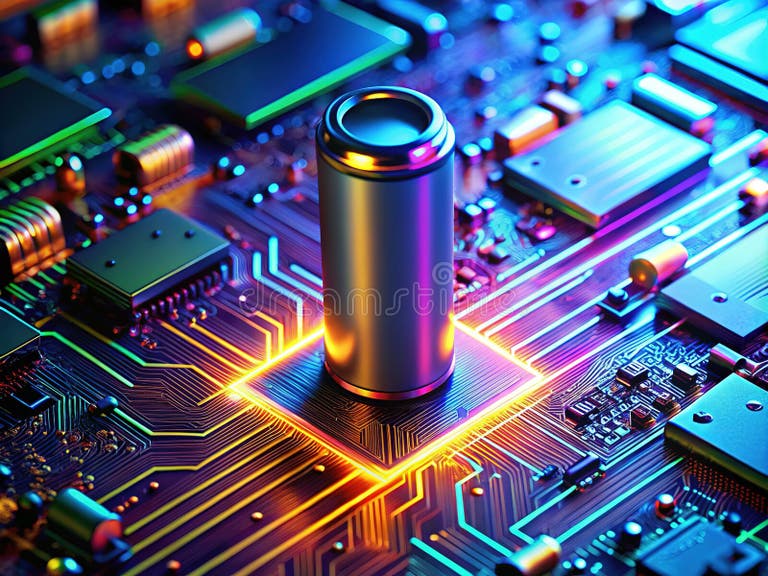 Futuristic Digital Data Battery Circuit Board a Visual Concept of ...