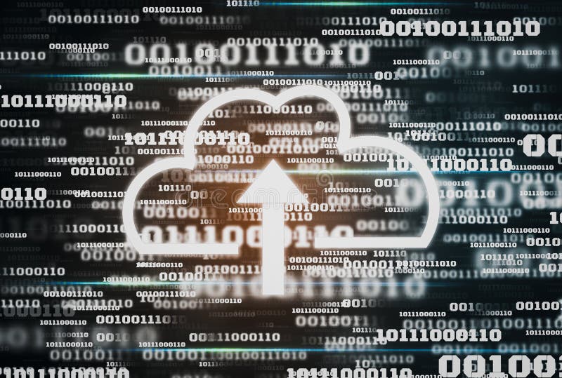 Futuristic Digital Data Binary Code Background and Cloud Computing Icon Technology, Concept of ...