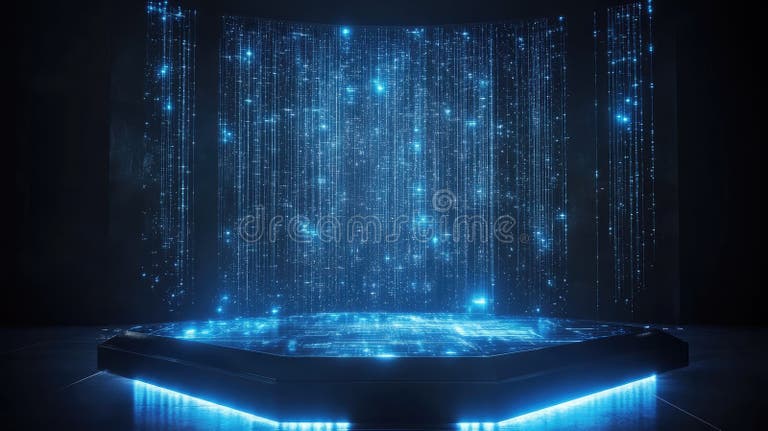 Futuristic Digital Data Center with Holographic Interface and Neon ...