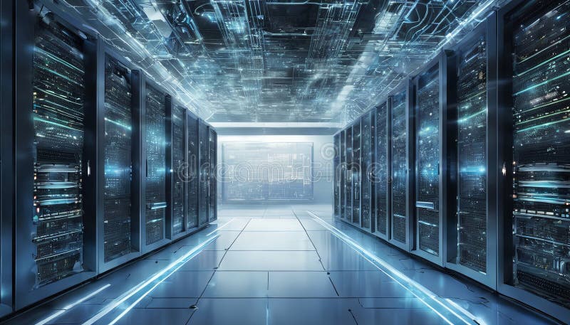 A Futuristic Digital Data Center.created with the Help of Artificial ...