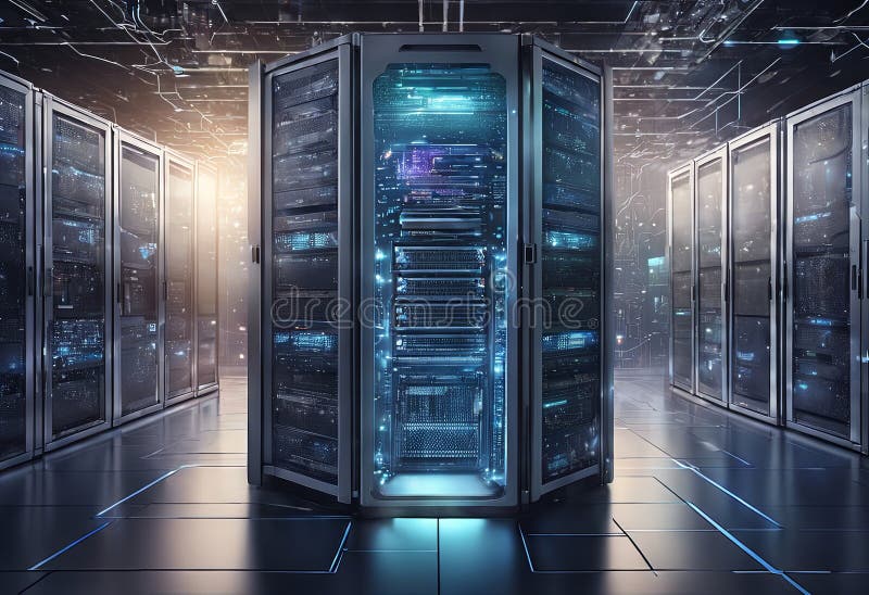 A Futuristic Digital Data Center.created with the Help of Artificial ...