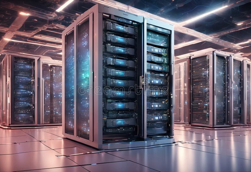 A Futuristic Digital Data Center.created with the Help of Artificial ...
