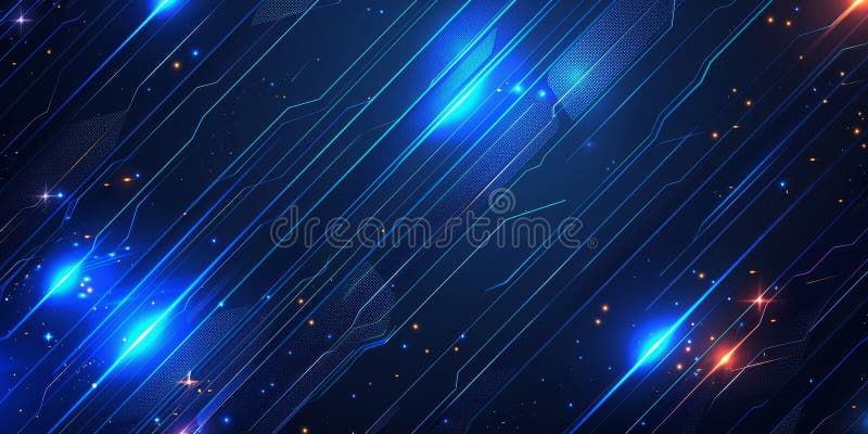 Futuristic Digital Data Flow Background with Blue Circuit Lines and ...