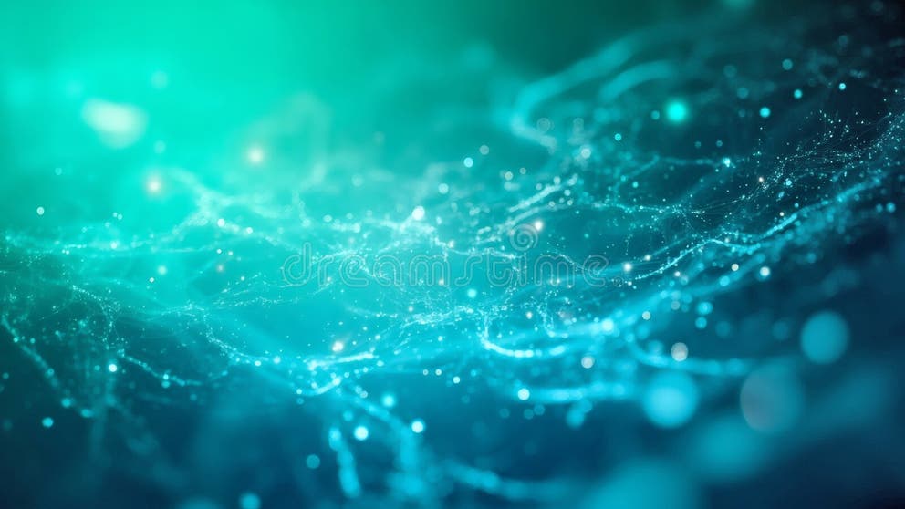 Futuristic Digital Data Flow Background, Glowing Blue & Green Tech ...