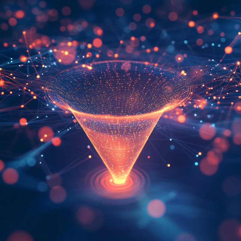Futuristic Digital Data Funnel Glowing Network Connections Stock Photos ...