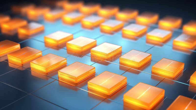 Futuristic Digital Data Grid with Orange and Blue Connections. Ideal ...