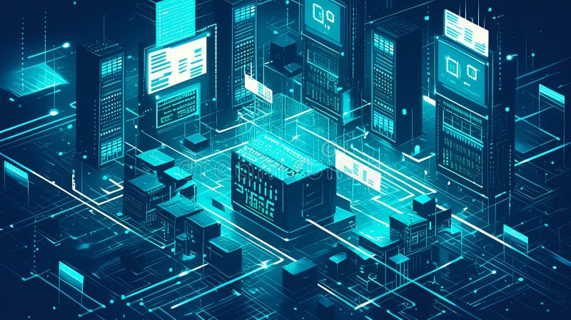 Futuristic Digital Data Hub Showcasing Advanced Technology and Network ...