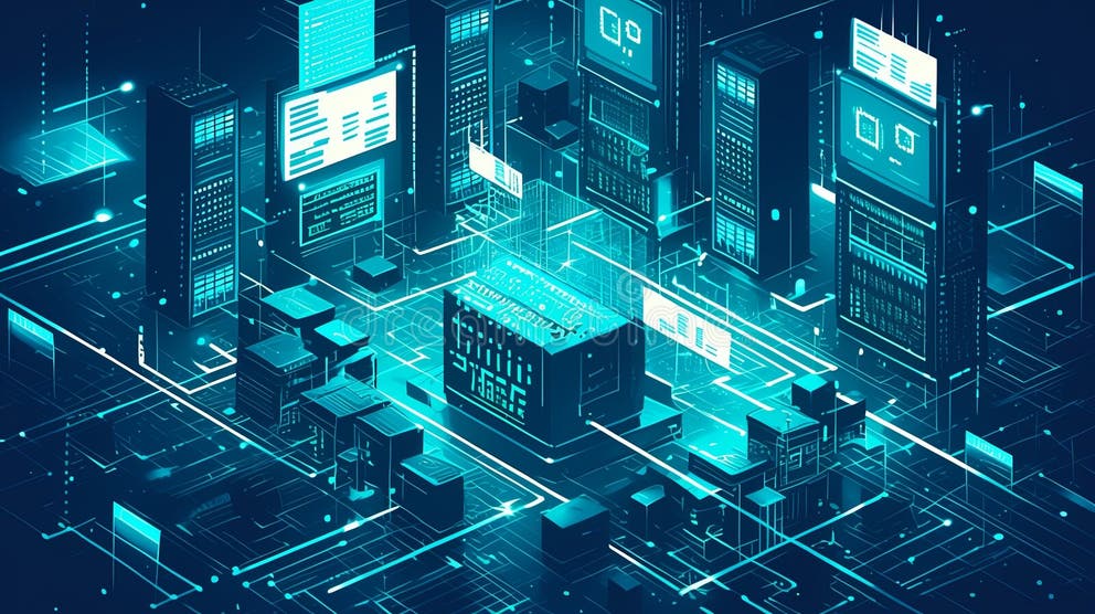 Futuristic Digital Data Hub Showcasing Advanced Technology and Network ...