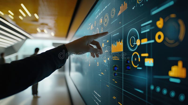 Futuristic Digital Data Interface with Interactive Analytics Visualization Stock Illustration ...