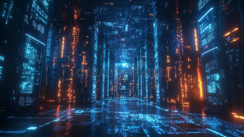 Futuristic Digital Data Network with Cyberpunk Aesthetic Stock Photo ...