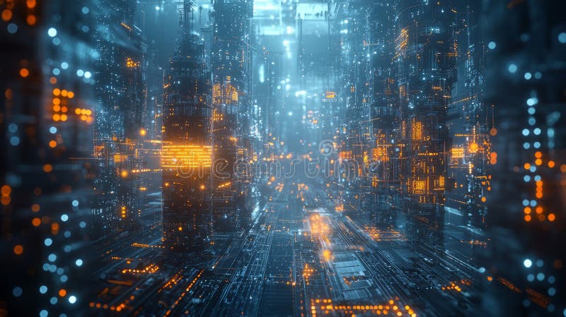 Futuristic Digital Data Network with Cyberpunk Aesthetic Stock Image ...