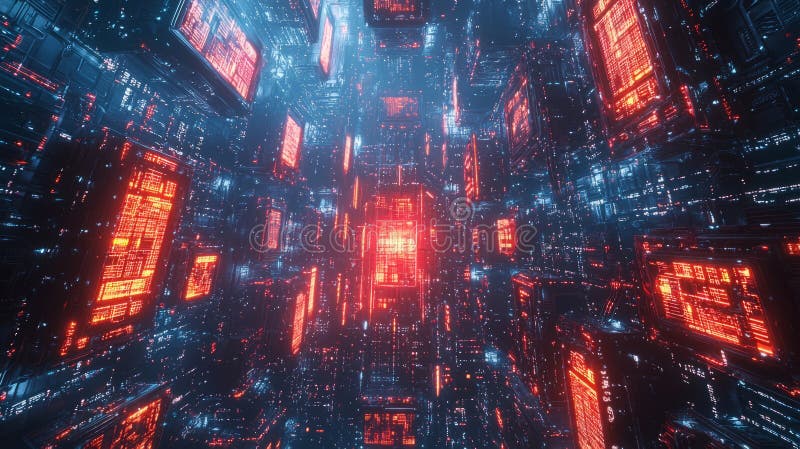 Futuristic Digital Data Network with Cyberpunk Aesthetic Stock Photo ...