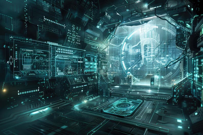 Futuristic Digital Data Network in a High-Tech Cyber Environment Stock ...