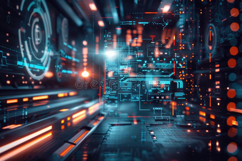 Futuristic Digital Data Network in a High-Tech Cyber Environment Stock ...