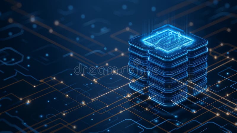 Futuristic Digital Data Storage Concept with Glowing Technology ...