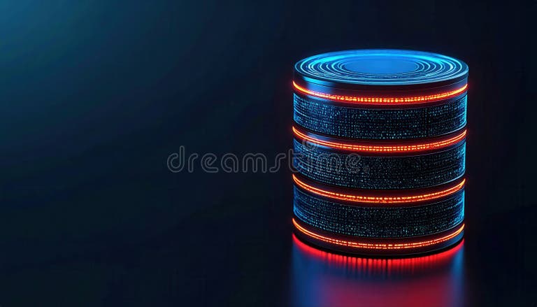 Futuristic Digital Data Storage Device with Glowing Rings Stock Illustration - Illustration of ...