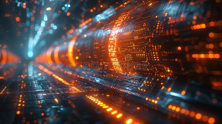 Futuristic Digital Data Stream Background with Glowing Lines and ...