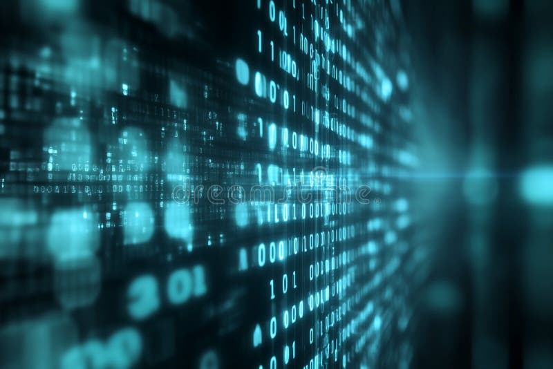 Futuristic Digital Data Stream Binary Code Background Stock Illustration - Illustration of ...
