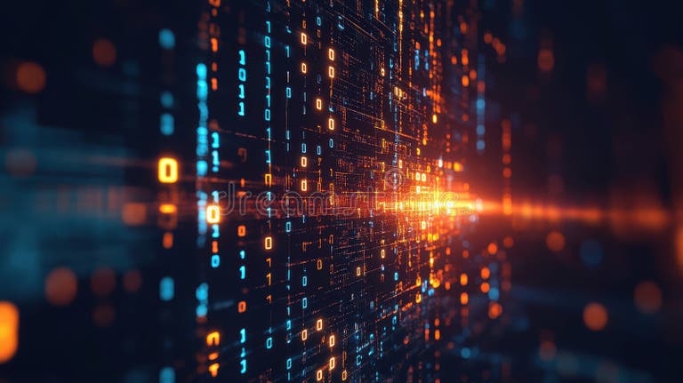 Futuristic Digital Data Stream and Binary Code Concept for Technology Design. Big Data Analysis ...