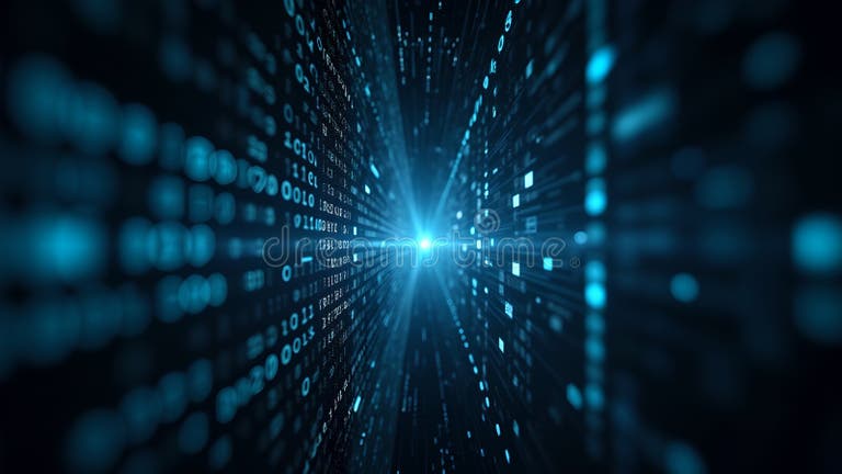 Digital Data Stream with Binary Code Tunnel View Stock Illustration - Illustration of ...