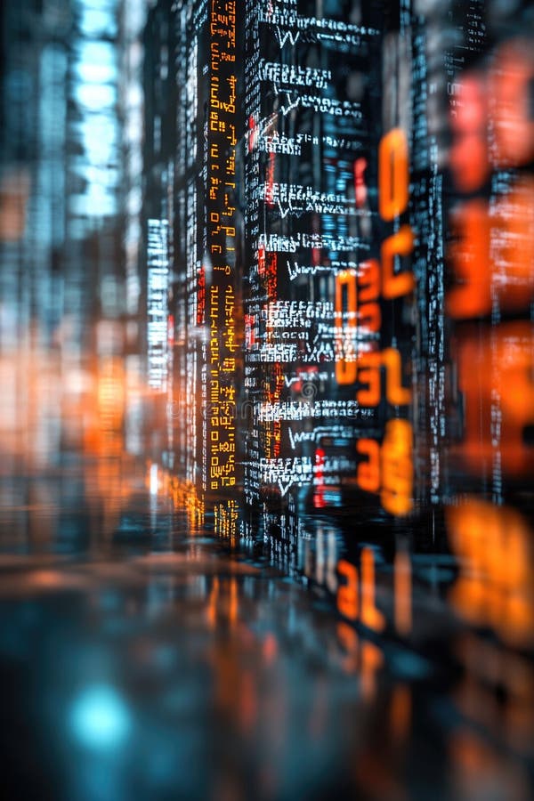 Futuristic Digital Data Stream with Blurred Numbers and Abstract ...