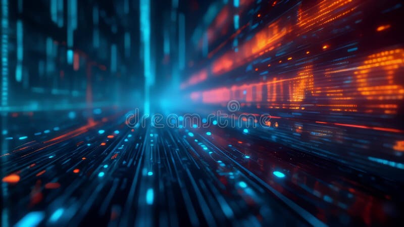 Futuristic Digital Data Stream in Cyber Tunnel - Concept Art for Technology and Innovation ...