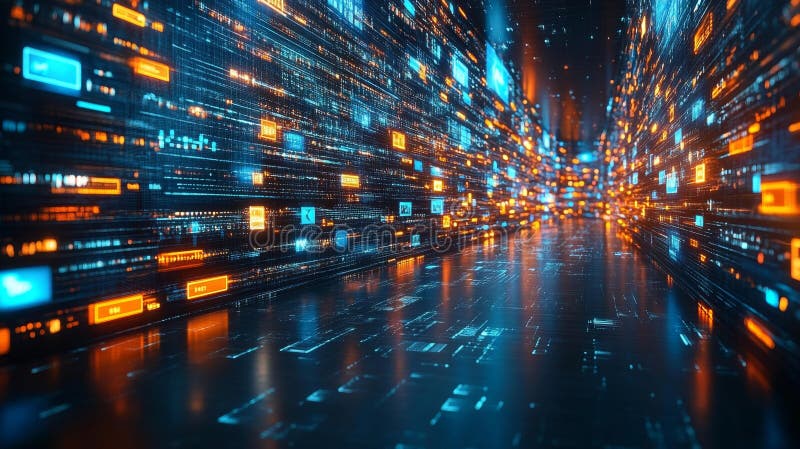 Futuristic Digital Data Stream Generative AI Stock Illustration ...