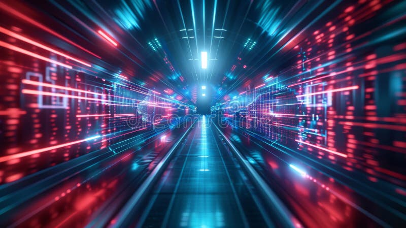 Futuristic Digital Data Stream with Neon Colors Embodies Innovation and ...