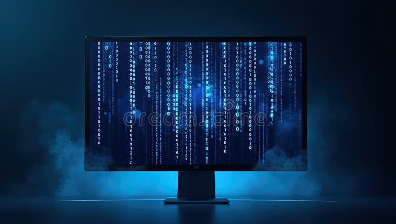 Futuristic Digital Data Stream on Screen with Binary Code Abstract ... Futuristic Digital Data Stream on Screen with Binary Code Abstract ...