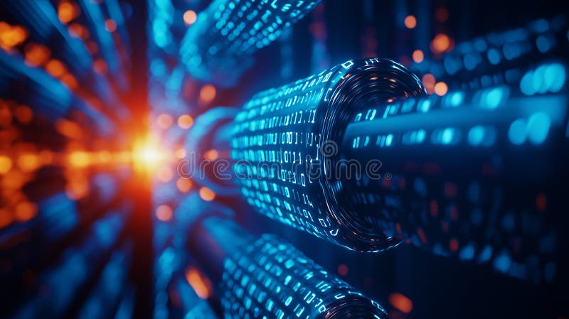 Futuristic Digital Data Streams with Glowing Binary Code and Vibrant Colors Create Mesmerizing ...